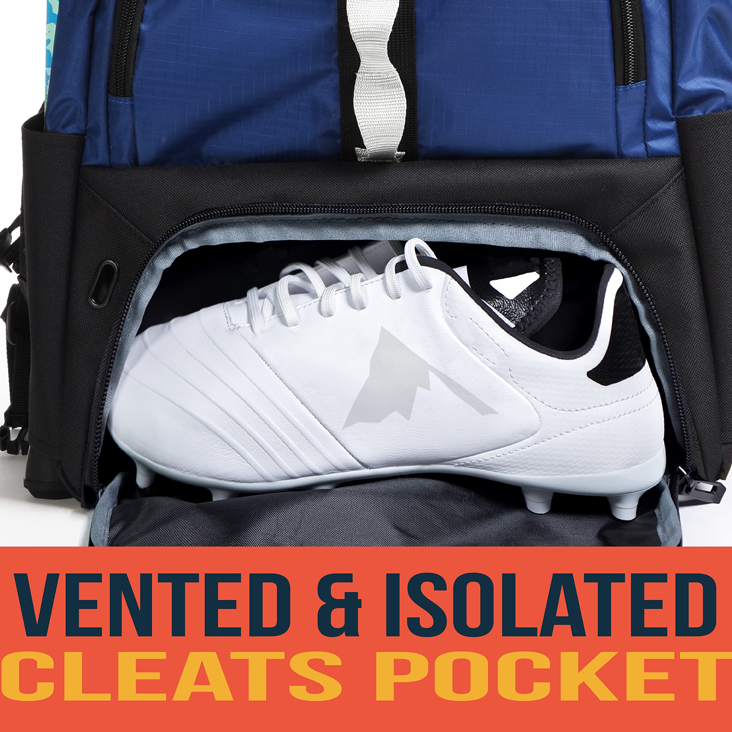 Athletico Turf Lacrosse Bag - Extra Large Lacrosse Backpack - Holds All Lacrosse or Field Hockey Equipment - Two Stick Holders and Separate Cleats Compartment (Blue)