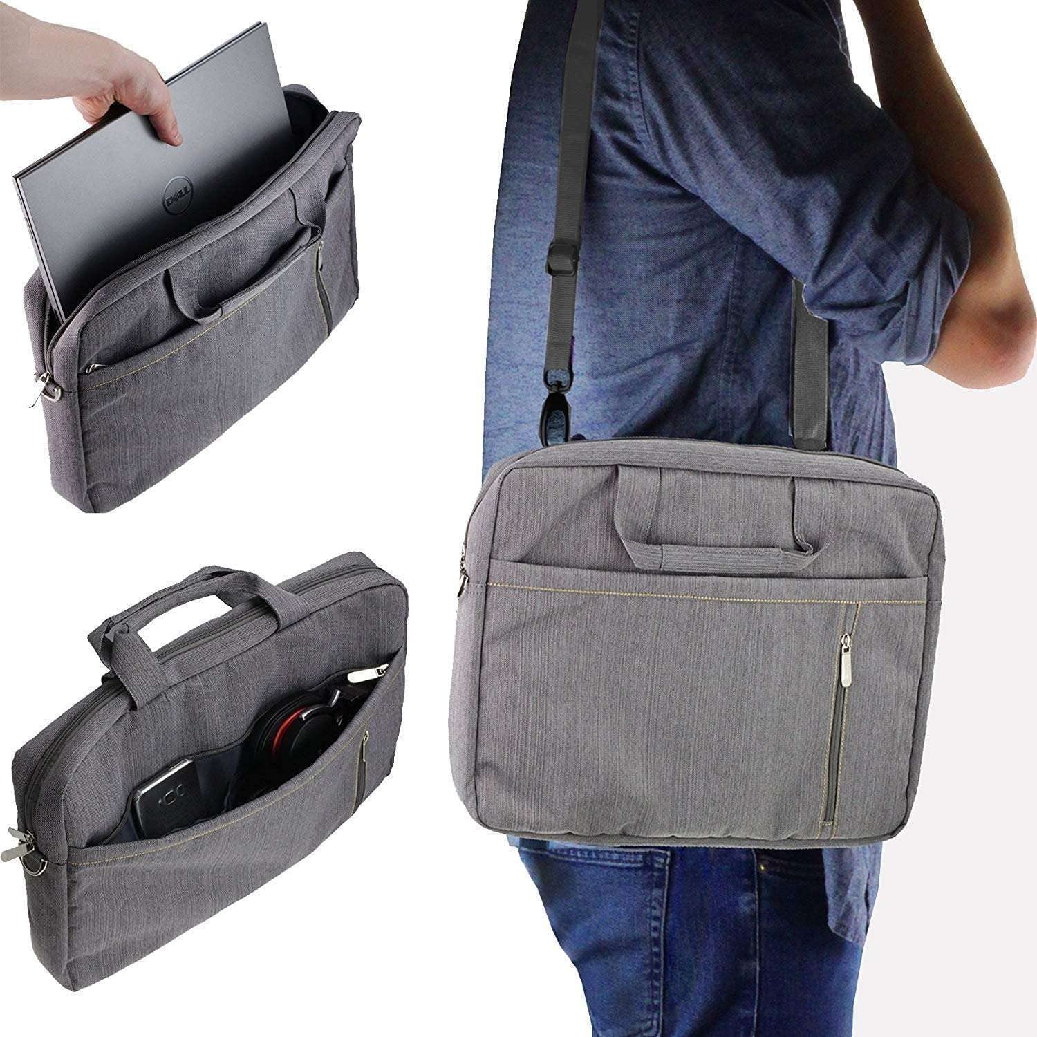 Navitech Grey Sleek Water Resistant Travel Bag - Compatible with HP Elite Dragonfly G3 13.5" WUXGA Laptop