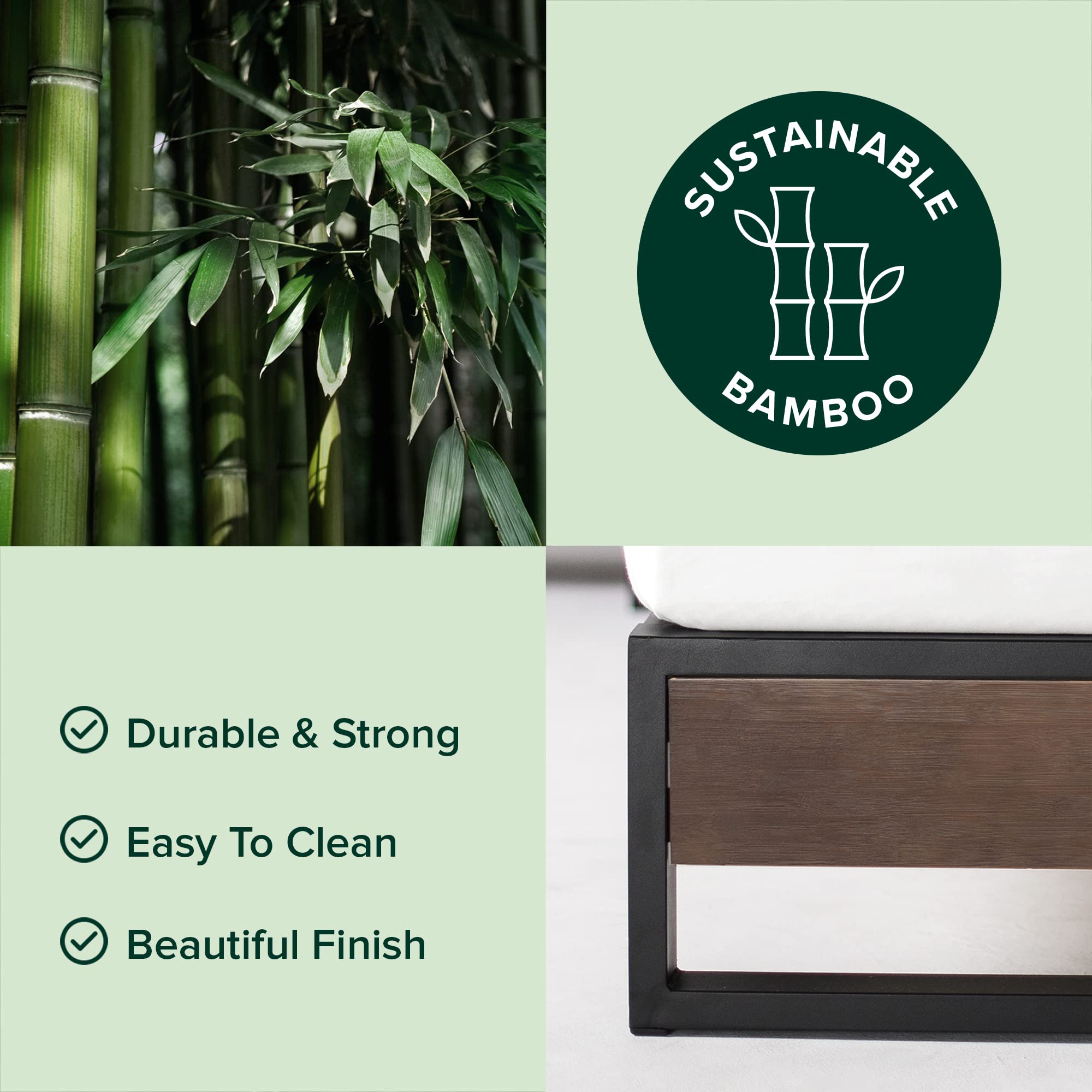 ZINUS GOOD DESIGN Award Winner Suzanne 6 Inch Bamboo and Metal Platforma Bed Frame, No Box Spring Needed, Wood Slat Support, Grey Wash, Twin