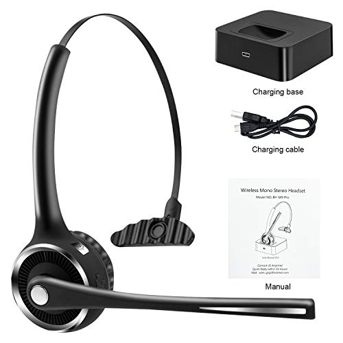 Friencity Trucker Bluetooth Headset, Wireless Headset with Microphone for Office Cell Phone, Noise Canceling On Ear Headphones for PC, VOIP, Call Center, Telephone, Mute Button, 15hrs Talking Time