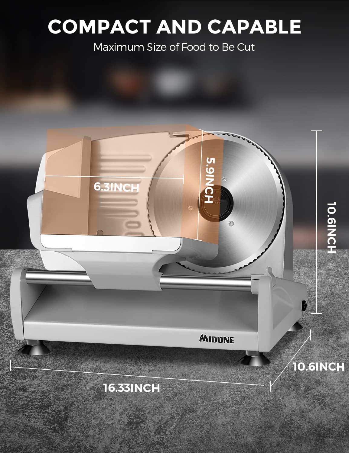 MIDONE Meat Slicer 200W Electric Deli Food Slicer with Two Removable 7.5ββ Stainless Steel Blade, Adjustable Thickness for Home Use, Child Lock Protection, Silver