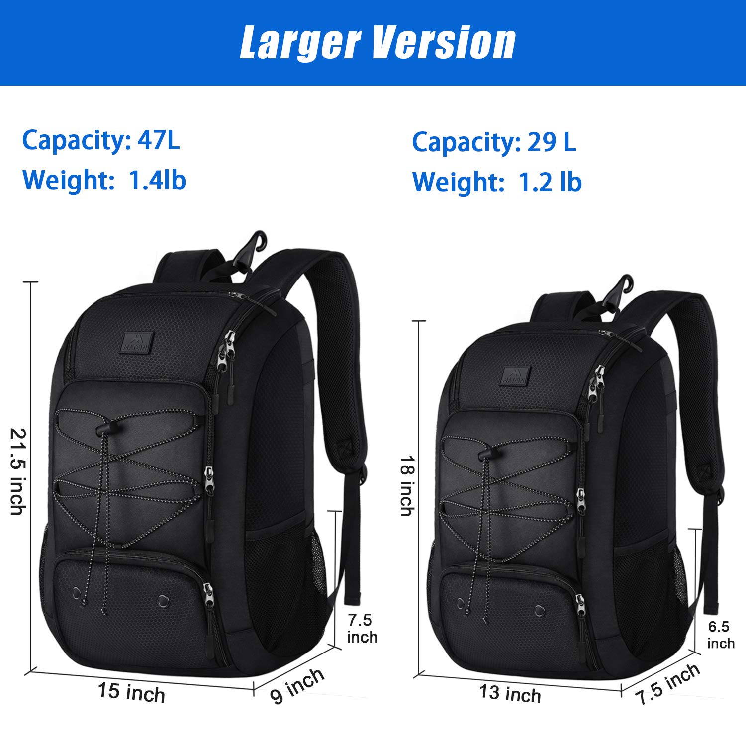 MATEIN Baseball Bag, Large Softball Bag with Shoe Compartment, Bat Bags for Men and Adult, Baseball Backpack with Fence Hook Hold TBall Bat, Batting Mitten, Helmet, Teeball Gear, Black