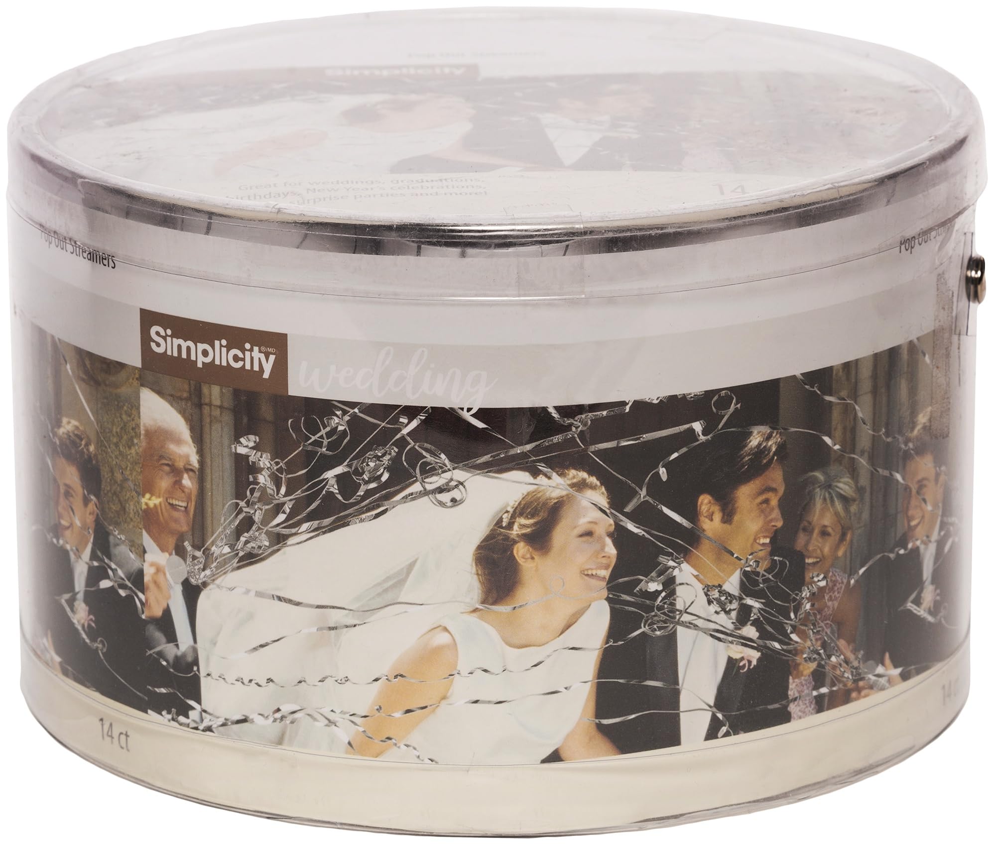 Simplicity 5073740001 No-Mess Pop Out Wedding Send Off Streamer Tubes, Silver, 4.2"H, 14pcs