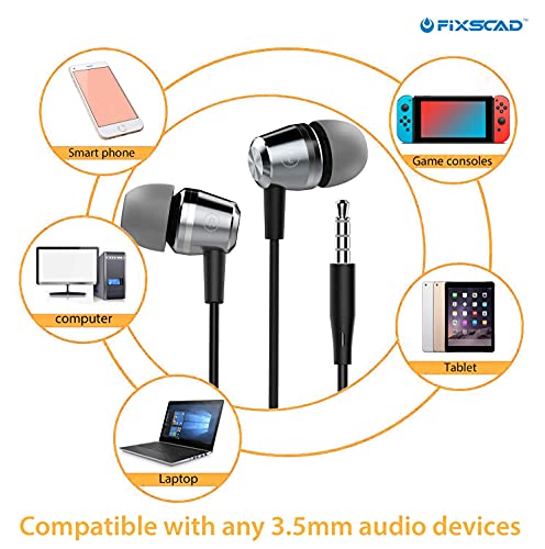 Fixscad Y490, Earphones in-Ear Headphones with Mic, High Sensitivity Microphone โ Noise Isolating, High Definition for Music, Earbuds for Samsung, iPhone, iPad, Smartphone, MP3 Players.