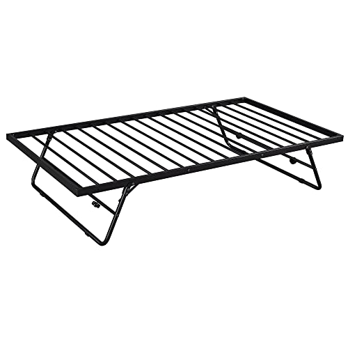 LUSPAZ Full Size Extendable Bed with Pop Up Trundle, Twin to King Daybed with Pull Out Trundle for Adults, Kids