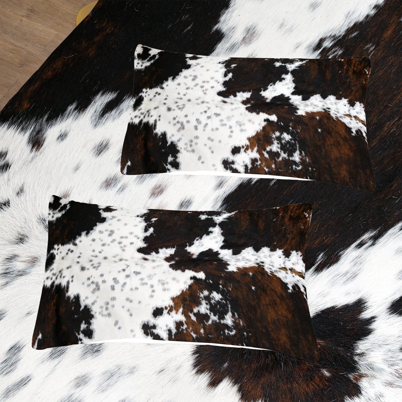 Tailor Shop Black White Cow Print Comforter Set Twin, Western Farmhouse Cow Print Bedding in A Bag, Rustic Cowhide Comforter Set with 1 Matching Pillowcase Bedroom Decor……