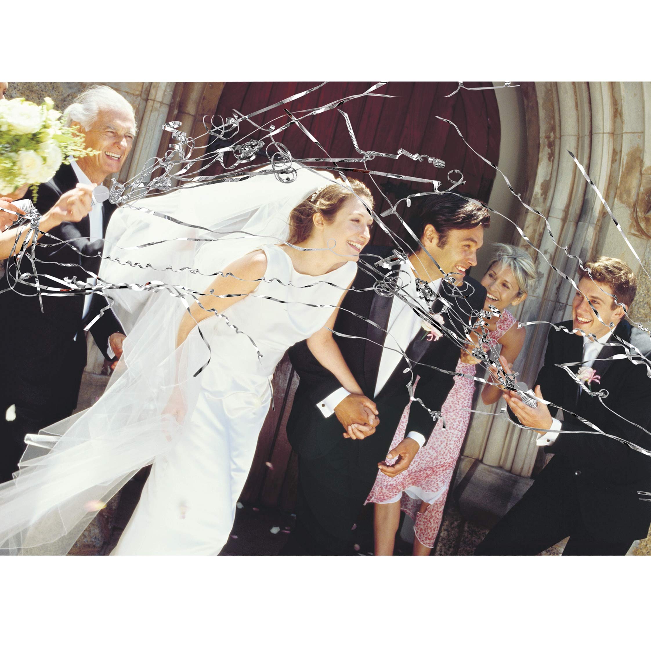 Simplicity 5073740001 No-Mess Pop Out Wedding Send Off Streamer Tubes, Silver, 4.2"H, 14pcs