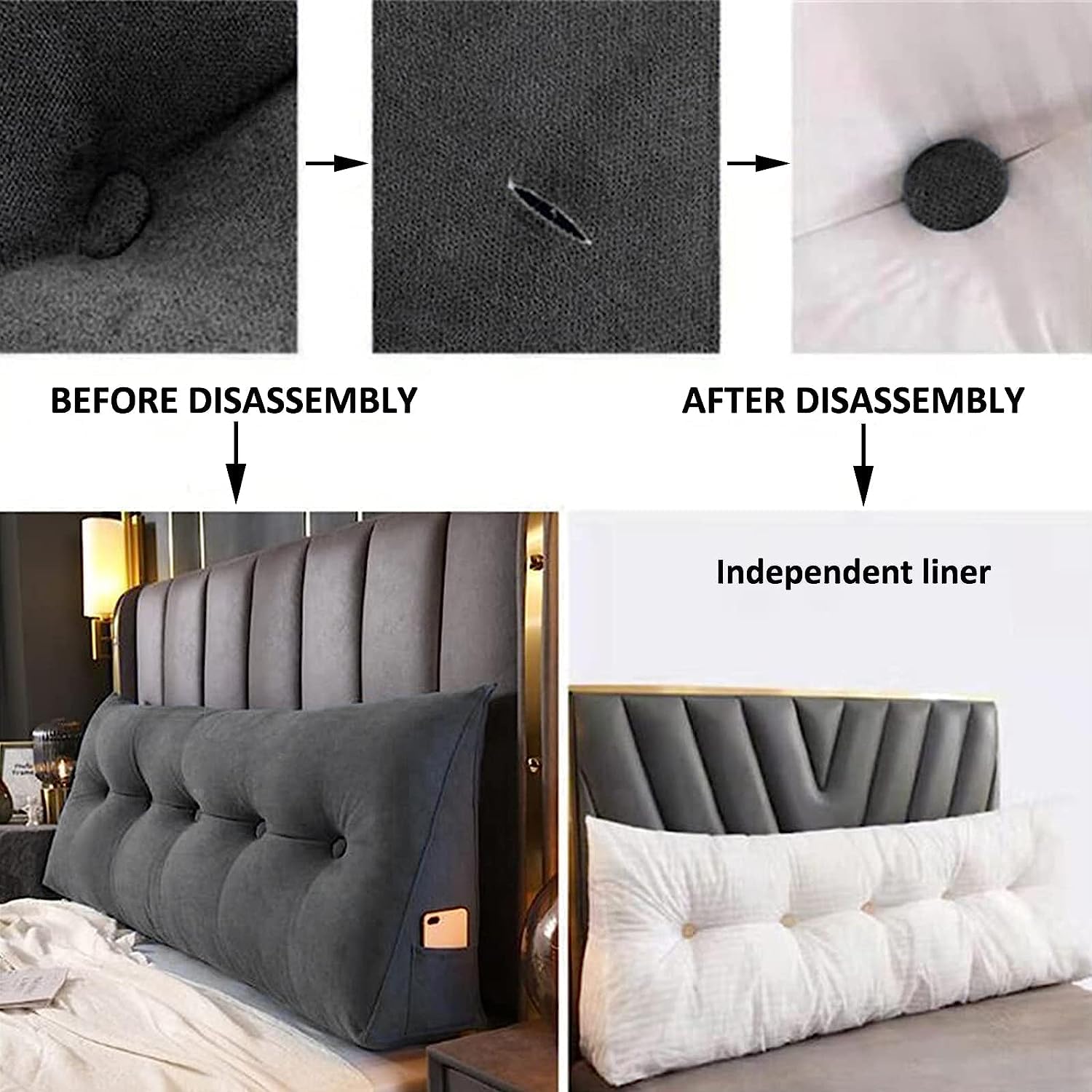 Large Triangular Reading Wedge Pillow, Bed Rest Headboard Cushion Headboard Pillow Bolster Cushion for Twin Full Queen King Daybed Bed Bunk Bed (Color : Black, Size : 31.5inch/80cm)
