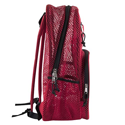 Collapsible Mesh Backpacks for Adults, School, Beach - Backpack with Reflective Strip and Wire Frame for Support (Red) Large