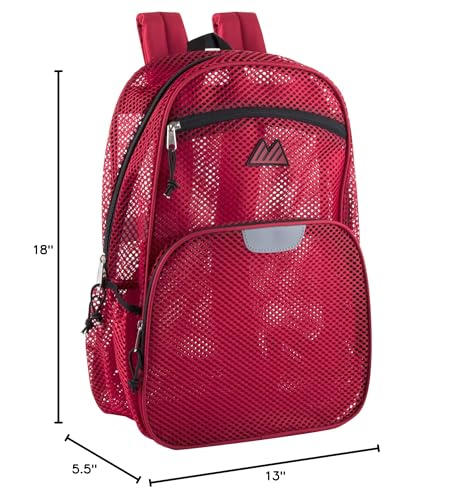 Collapsible Mesh Backpacks for Adults, School, Beach - Backpack with Reflective Strip and Wire Frame for Support (Red) Large