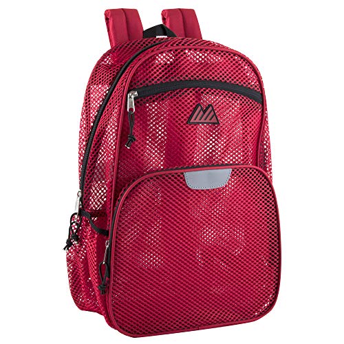 Collapsible Mesh Backpacks for Adults, School, Beach - Backpack with Reflective Strip and Wire Frame for Support (Red) Large