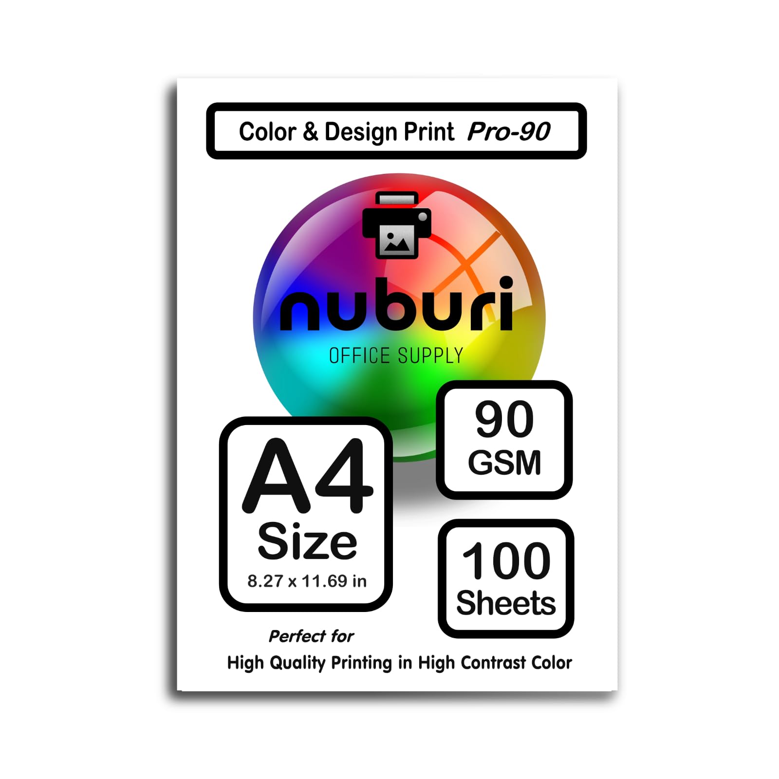 A4 Size Printer Paper - Bright White Opaque - Pro Quality - 90 gsm / 24 lb (100 Sheets)