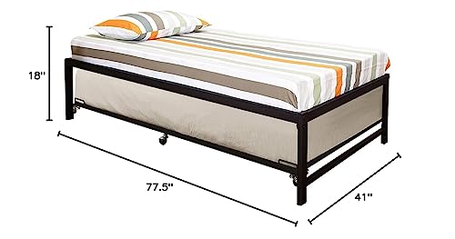Kings Brand Furniture - Black Metal Twin Size Day Bed (Daybed) Frame with Roll Out Trundle