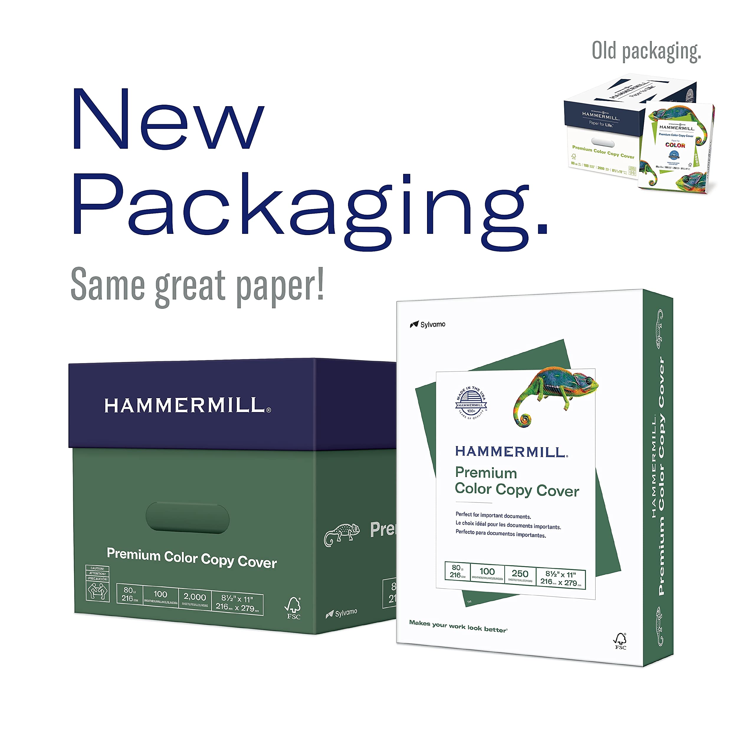 Hammermill Cardstock, Premium Color Copy, 80 lb, 8.5 x 11 - 1 Pack (250 Sheets) - 100 Bright, Made in the USA Card Stock