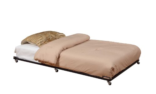 Kings Brand Furniture - Black Metal Twin Size Day Bed (Daybed) Frame with Roll Out Trundle