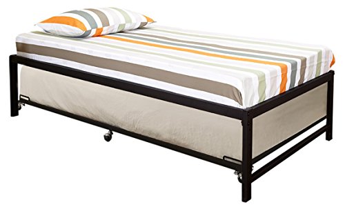 Kings Brand Furniture - Black Metal Twin Size Day Bed (Daybed) Frame with Roll Out Trundle