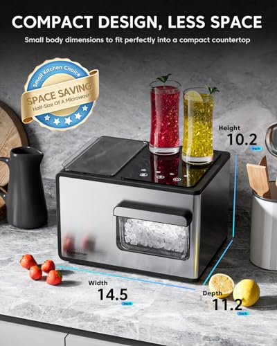 Freezimer Dreamice X3 | Nugget Ice Maker Machine Countertop Sonic Ice Kid Friendly | Pebble Ice Maker Chewable Soft Ice | Self Cleaning | 40lbs/24h