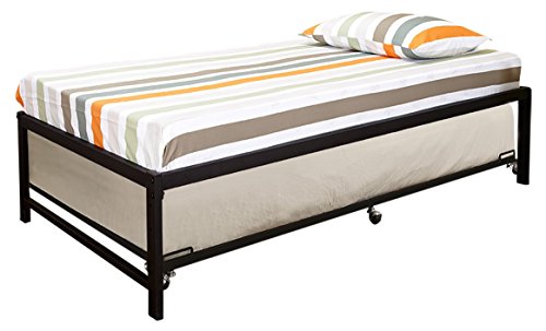 Kings Brand Furniture - Black Metal Twin Size Day Bed (Daybed) Frame with Roll Out Trundle