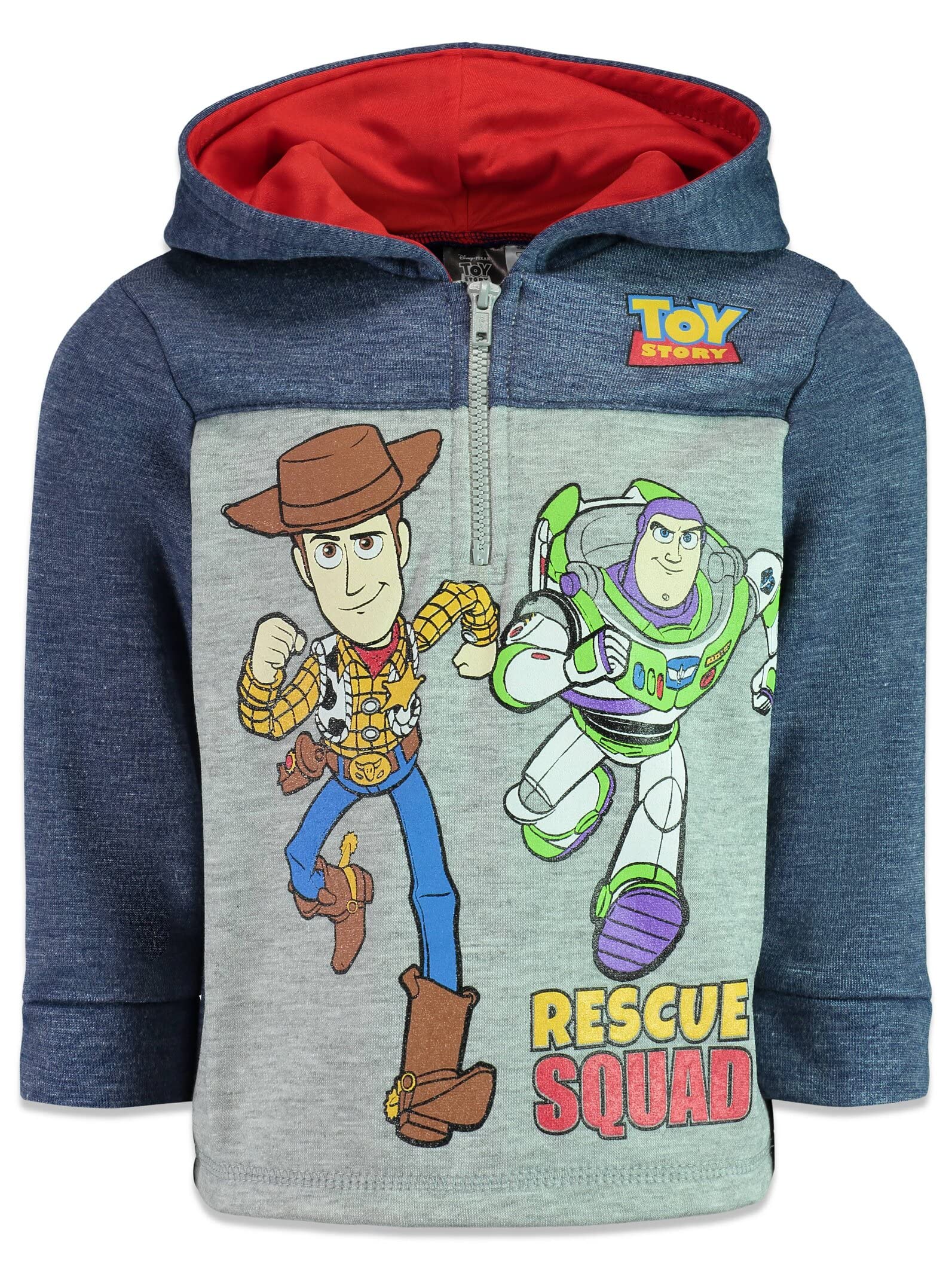 Disney Pixar Toy Story Woody Buzz Lightyear Toddler Boys Fleece Half Zip Hoodie 4T