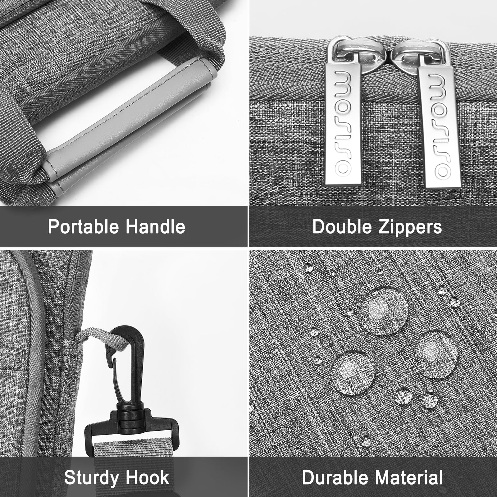 MOSISO Vertical Laptop Shoulder Bag Compatible with MacBook Air/Pro,13-13.3 inch Notebook,Compatible with MacBook Pro 14 2023-2021 A2779 M2 A2442 M1 with 2 Front Pockets&Front Decorative Pockets, Gray