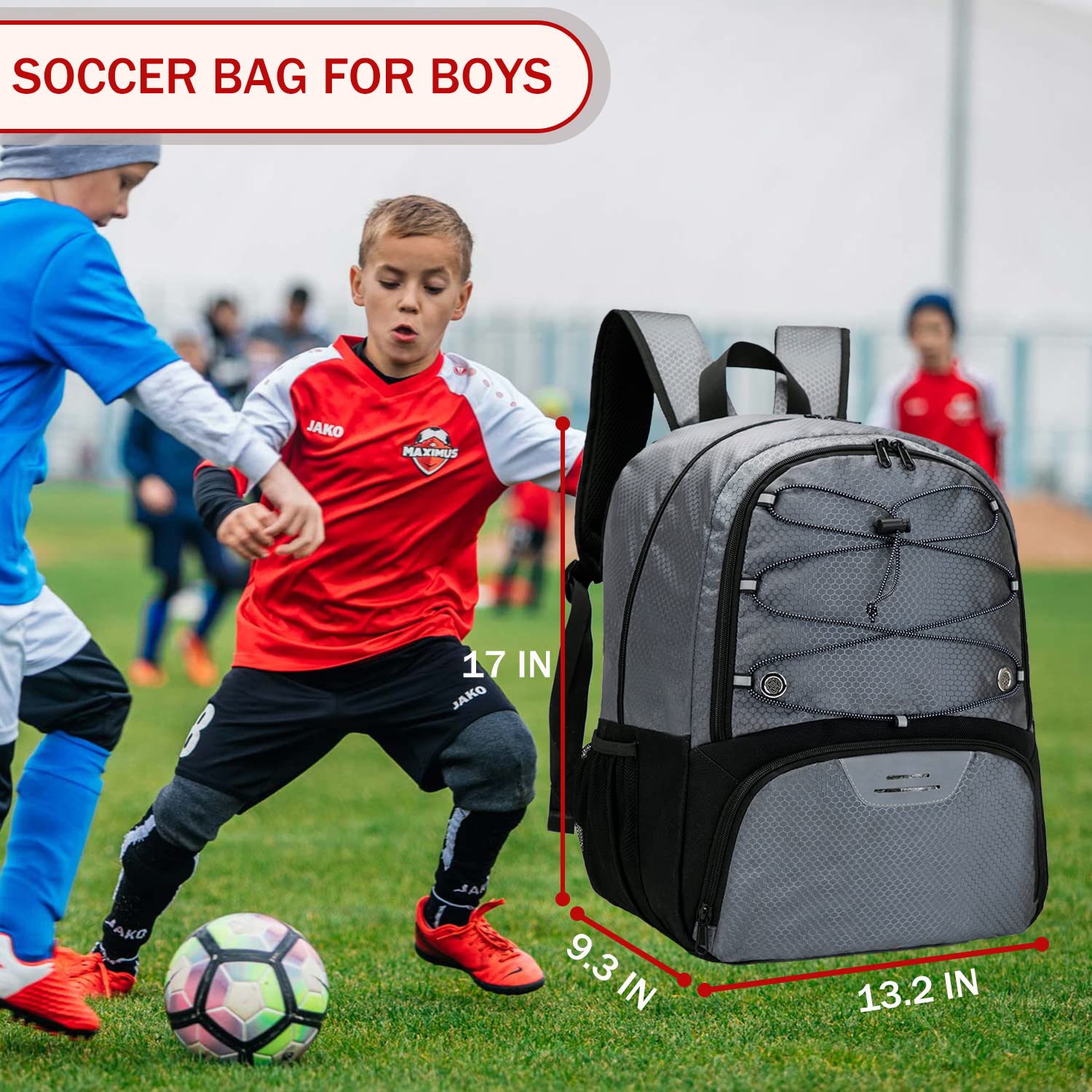 Hsmihair Youth Soccer Bag-Soccer Backpack & & Backpack for Football Volleyball Basketball with Ball Compartment and Separate Cleat Training Package