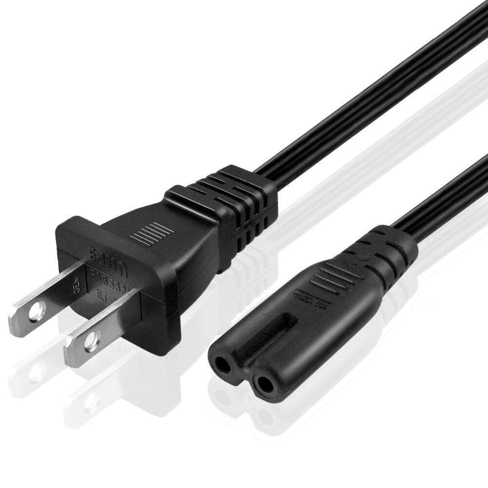 PowerHOOD UL Listed TV Power Cord 6Ft Cable Compatible with Samsung LG TCL 2 Prong AC Wall Plug 2-Slot LED LCD for Insignia Sharp Toshiba JVC Electronics Power Supply Cable Replacement