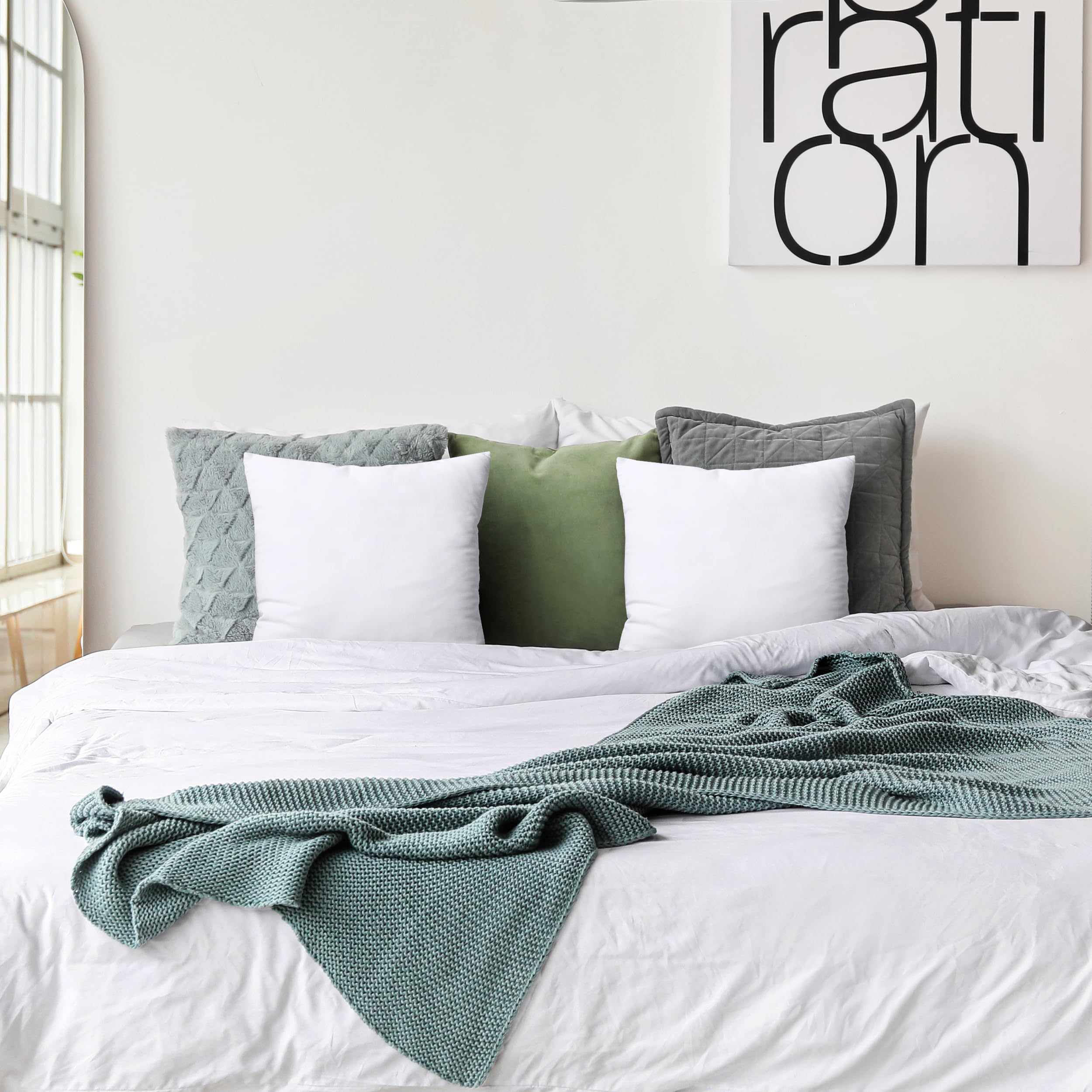 Utopia Bedding Throw Pillows Insert (Pack of 2, White) - 24 x 24 Inches Bed and Couch Pillows - Indoor Decorative Pillow