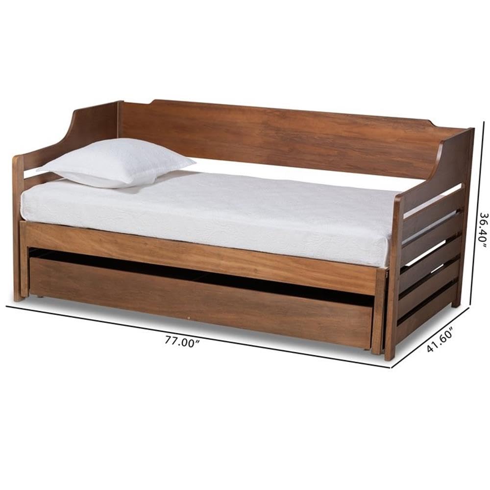 BOWERY HILL Transitional Wood Expandable Twin Size to King Size Daybed in Brown