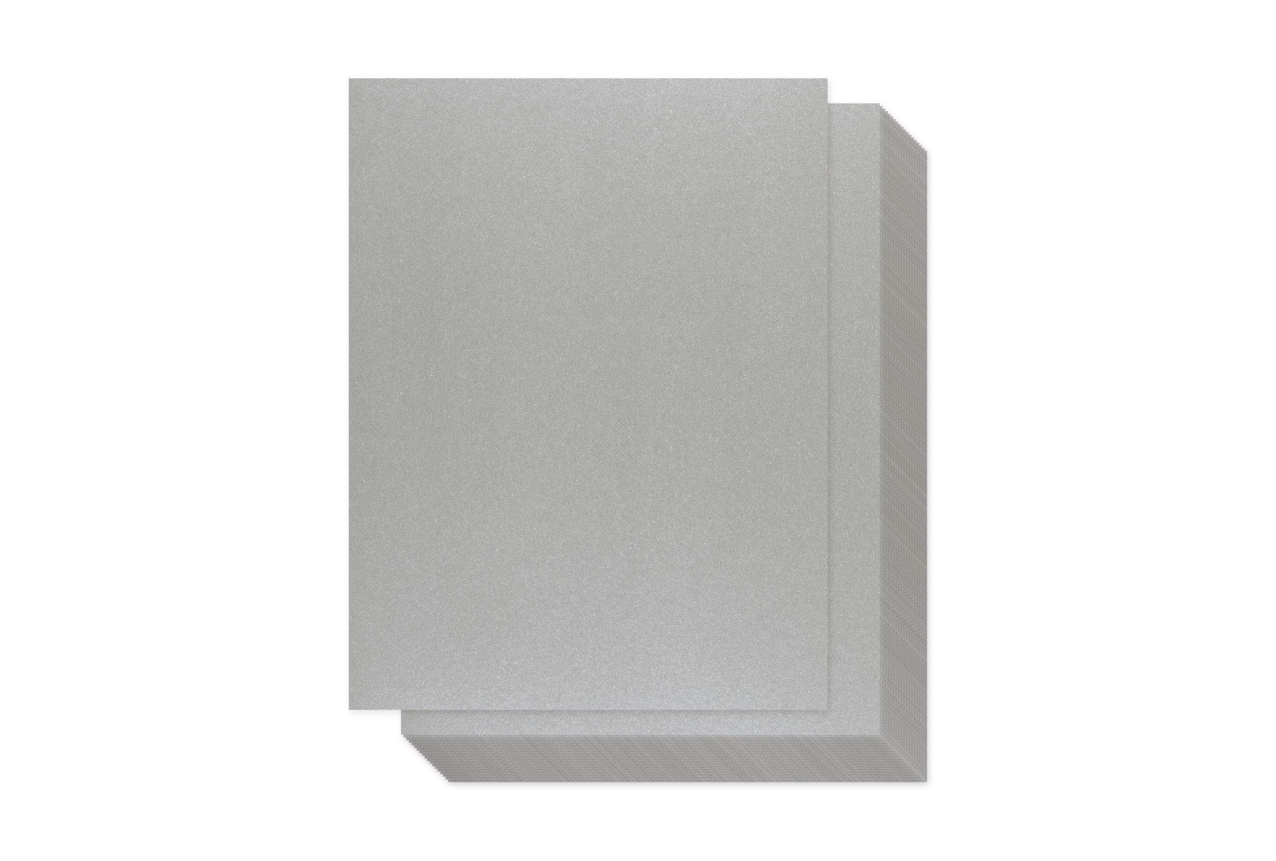 Silver Metallic Paper - 100-Pack Silver Shimmer Paper, Paper Crafting Supplies, Perfect for Flower Making, Ticket, Invitation, Stationery, Scrapbook Use, Printer Friendly, 120 GSM, 8.5 x 11 Inches