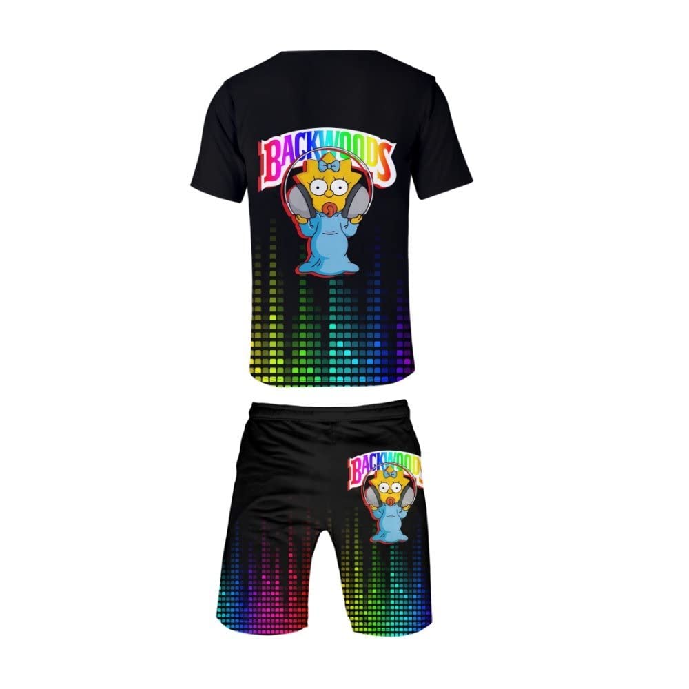 FEIRUIJI Backwoods Shirt and Shorts Casual Backwoods Tshirt and Pants Sets Tracksuits Beach Pants Swim Trunks Suit for Men