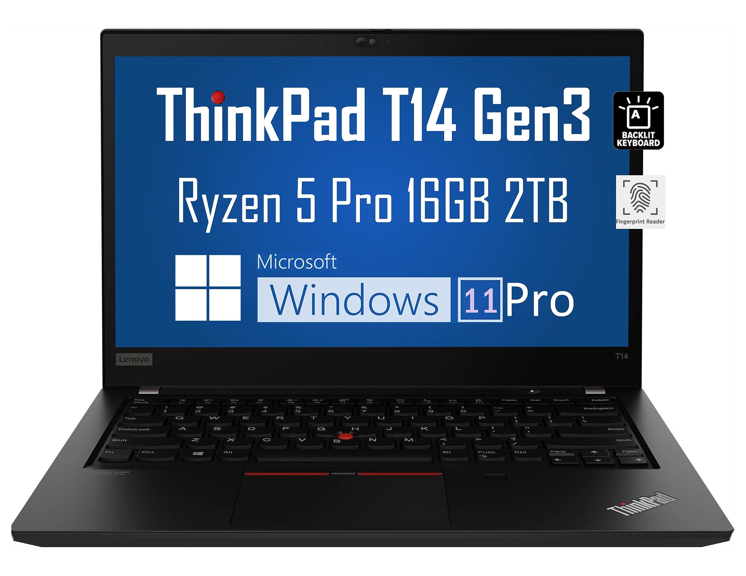 2024 ThinkPad T14 Gen 3 Business Laptop (14" FHD+, AMD Ryzen 5 Pro 6650U, 16GB DDR5 RAM, 2TB SSD, 6-Core(Beats i7-1165G7)), Backlit, Fingerprint, Type-C, FHD Webcam, 3-Year Warranty, Win 11 Pro