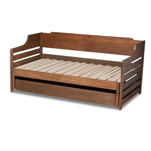 BOWERY HILL Transitional Wood Expandable Twin Size to King Size Daybed in Brown