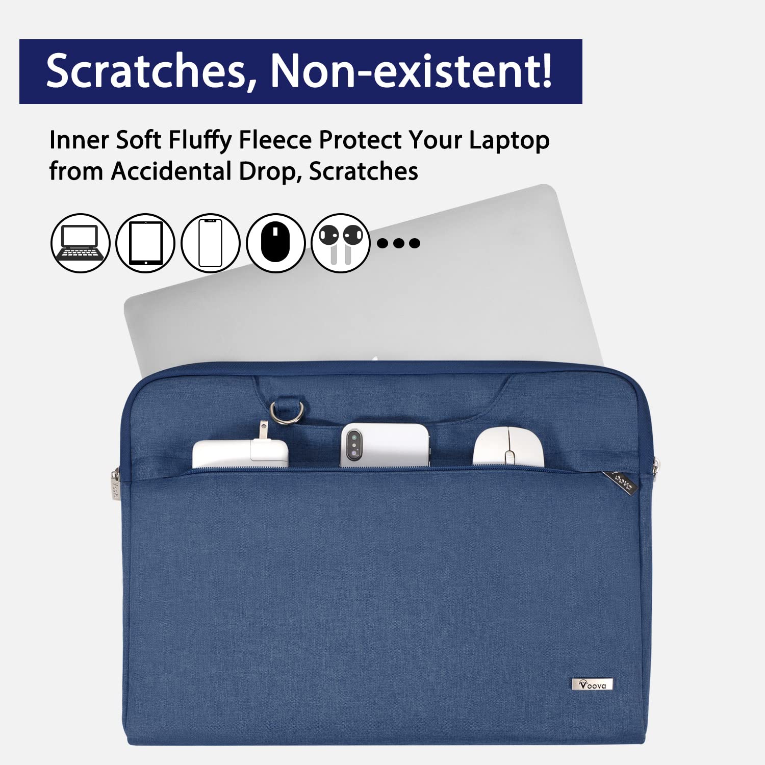 V Voova Laptop Bag 13-14 inch with Shoulder Strap & Handle, Waterproof Laptop Case Sleeve Compatible with 13-14β MacBook Air/MacBook Pro, Slim Briefcase Computer Cover for Men Women, Blue