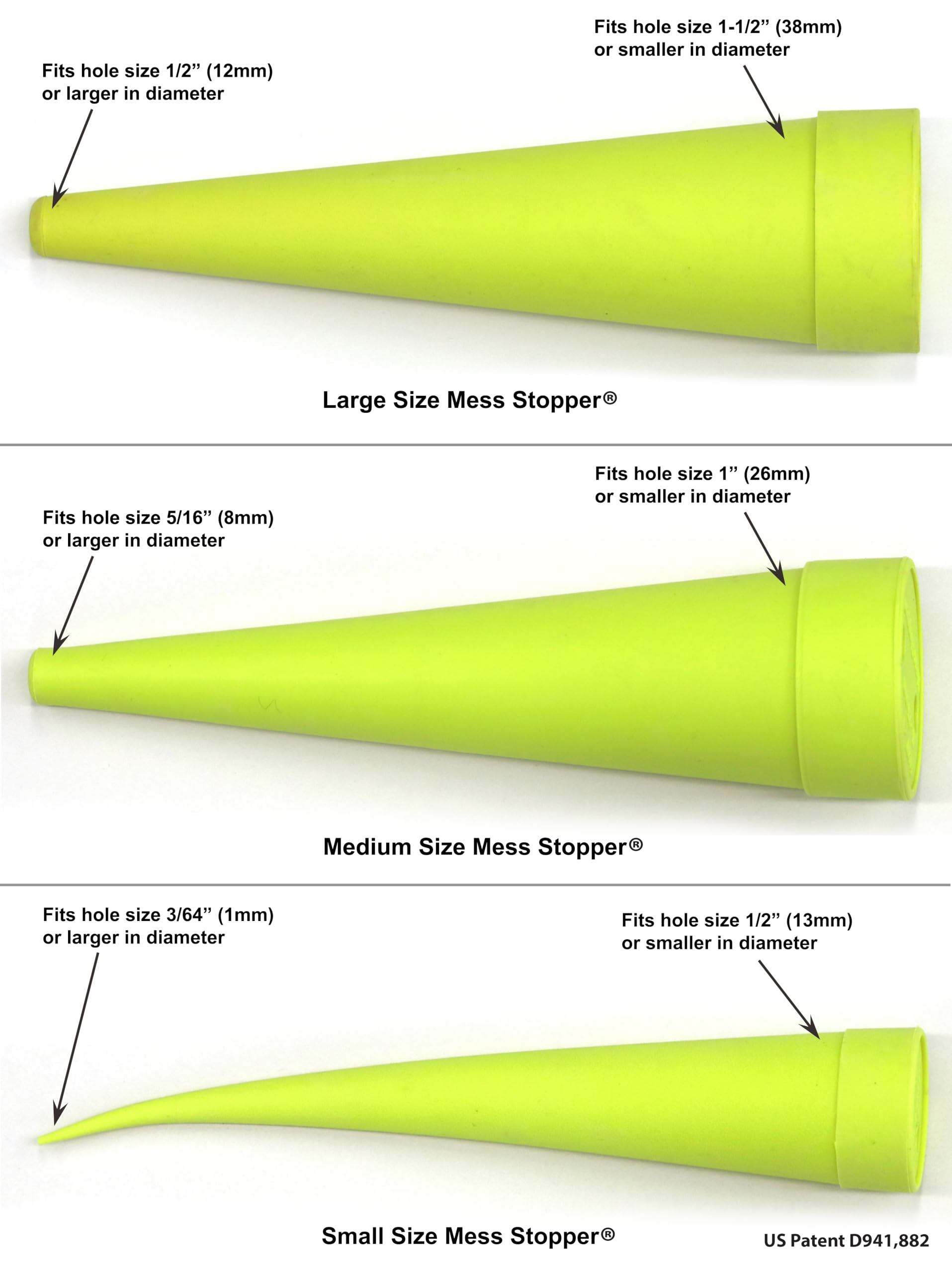 Mess Stopper Universal Rubber Plugs and Caps for Hydraulic Oil Hoses and Fittings to Prevent Leaks During Service, 2 Large, 2 Medium, 2 Small Size