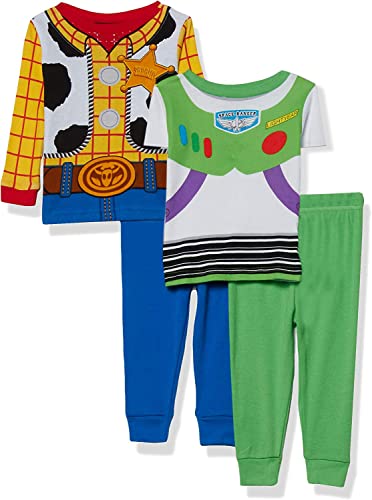 Disney Boys' Toy Story Four-Piece Cotton Pajamas (Toy Gear, 3T)