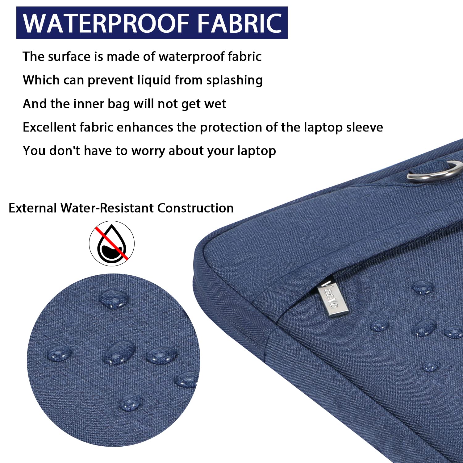 V Voova Laptop Bag 13-14 inch with Shoulder Strap & Handle, Waterproof Laptop Case Sleeve Compatible with 13-14β MacBook Air/MacBook Pro, Slim Briefcase Computer Cover for Men Women, Blue