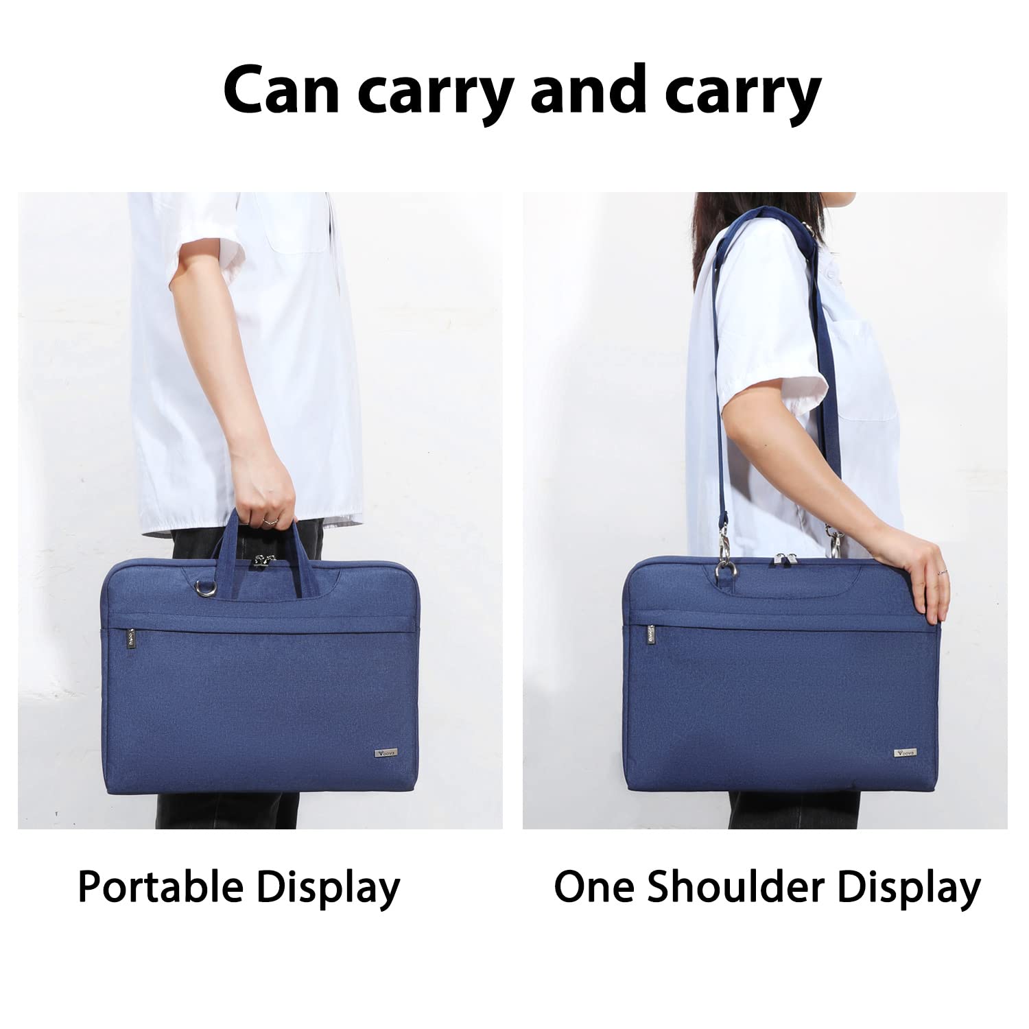 V Voova Laptop Bag 13-14 inch with Shoulder Strap & Handle, Waterproof Laptop Case Sleeve Compatible with 13-14β MacBook Air/MacBook Pro, Slim Briefcase Computer Cover for Men Women, Blue