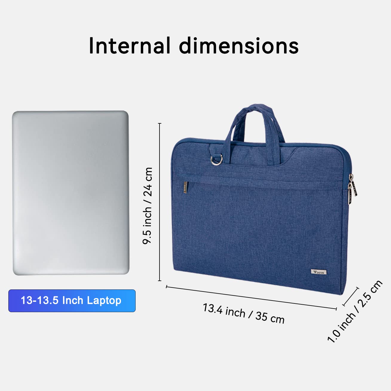 V Voova Laptop Bag 13-14 inch with Shoulder Strap & Handle, Waterproof Laptop Case Sleeve Compatible with 13-14β MacBook Air/MacBook Pro, Slim Briefcase Computer Cover for Men Women, Blue