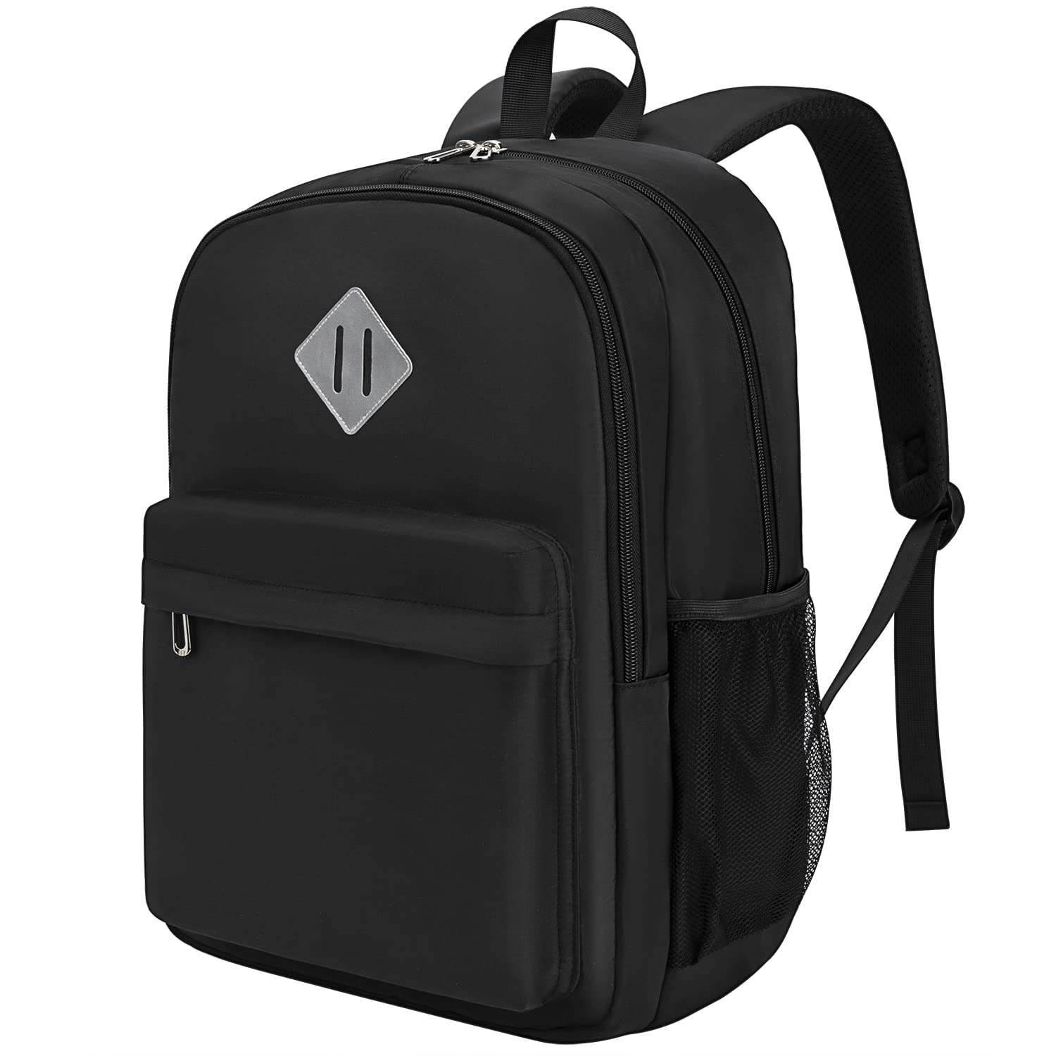 KCY Backpack for Kids, Lightweight Elementary School bag Bookbag with Water Bottle Pockets for Kindergarten Boys Girls School Travel, Waterproof Casual Daypack for Teens Child,Black