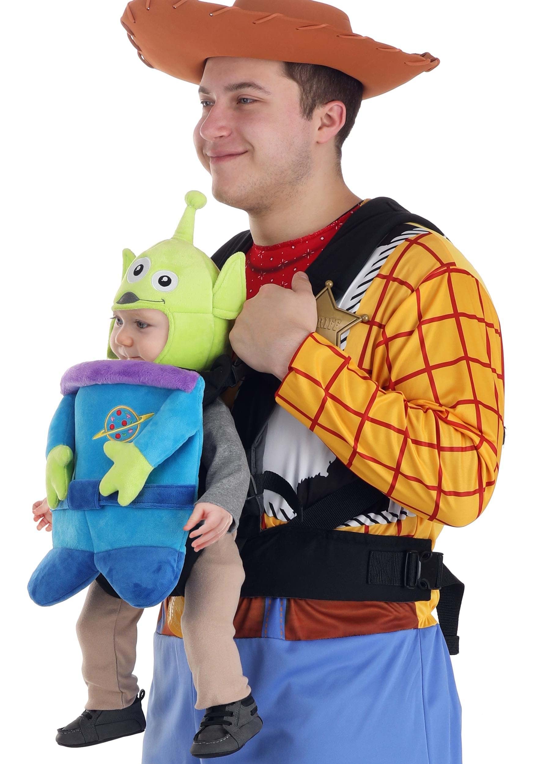 elope Disney Toy Story Little Alien Space Men Baby Carrier Cover Costume, Infant Halloween Costume Character Standard - Multicolor