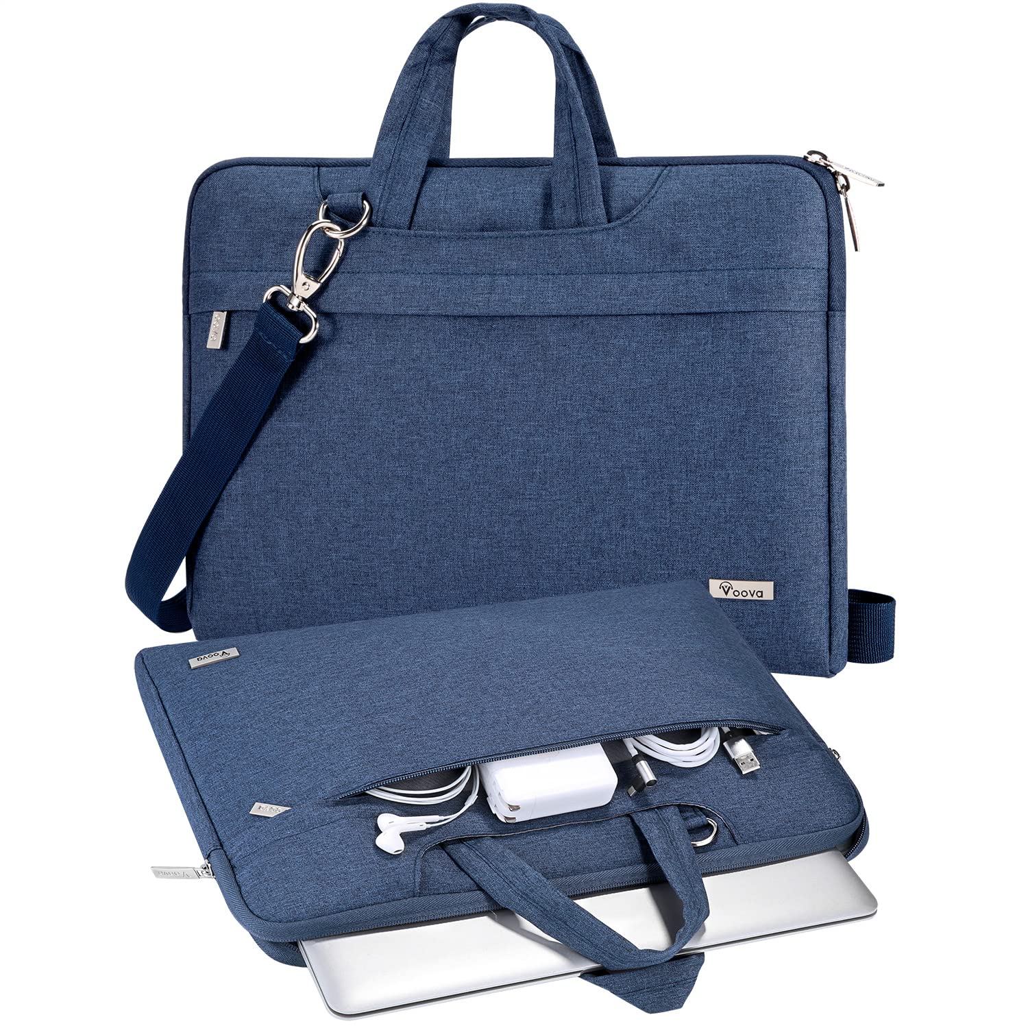 V Voova Laptop Bag 13-14 inch with Shoulder Strap & Handle, Waterproof Laptop Case Sleeve Compatible with 13-14” MacBook Air/MacBook Pro, Slim Briefcase Computer Cover for Men Women, Blue