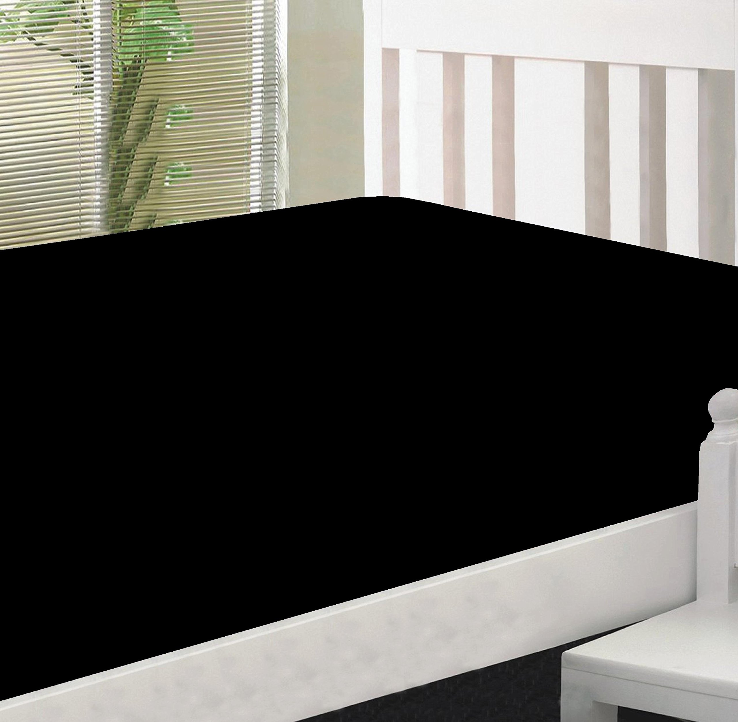 Knit Jersey Cotton Rich 2 Twin XL Fitted Bed Sheets (2-Pk) Twin Extra Long, 15 Deep Pocket, 39 x 80 Great for Dorm Room, Hospital and Split King Dual King Dual Adjustable Beds (Melange Black)