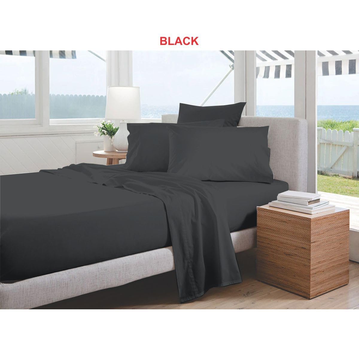 Knit Jersey Cotton Rich 2 Twin XL Fitted Bed Sheets (2-Pk) Twin Extra Long, 15 Deep Pocket, 39 x 80 Great for Dorm Room, Hospital and Split King Dual King Dual Adjustable Beds (Melange Black)