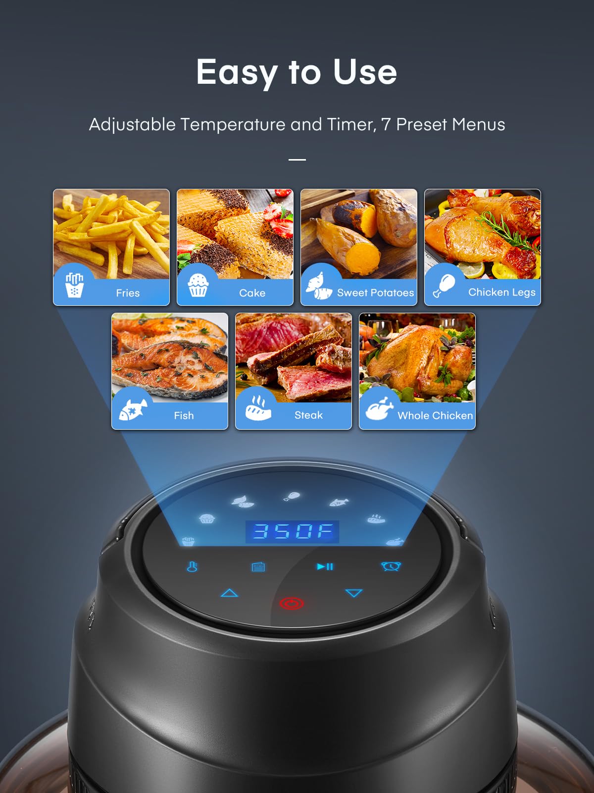 Air Fryer Lid for Instant Pot 6Qt/8Qt, 7 in 1 with LED Touchscreen and Oven Mitts, Heat Resistant Kitchen Oven Gloves 572°F, Non-Slip Silicone Surface