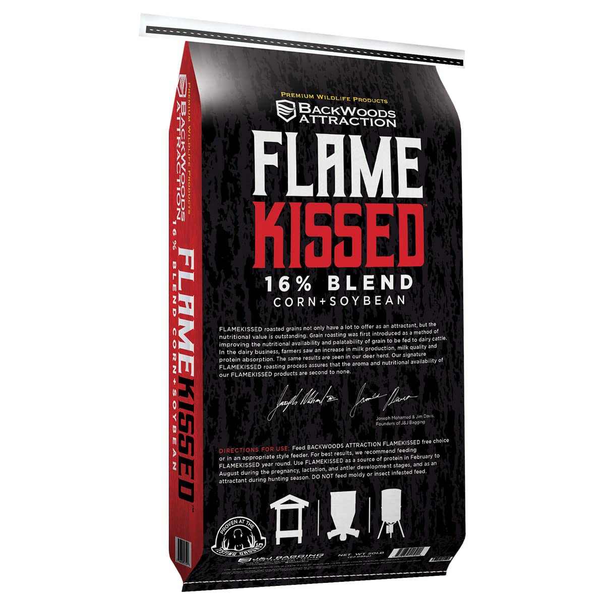 BACKWOODS ATTRACTION Flamekissed 22% Blend Corn and Soybean Roasted Grains - Attractant and Supplement - 50 Pound Bag