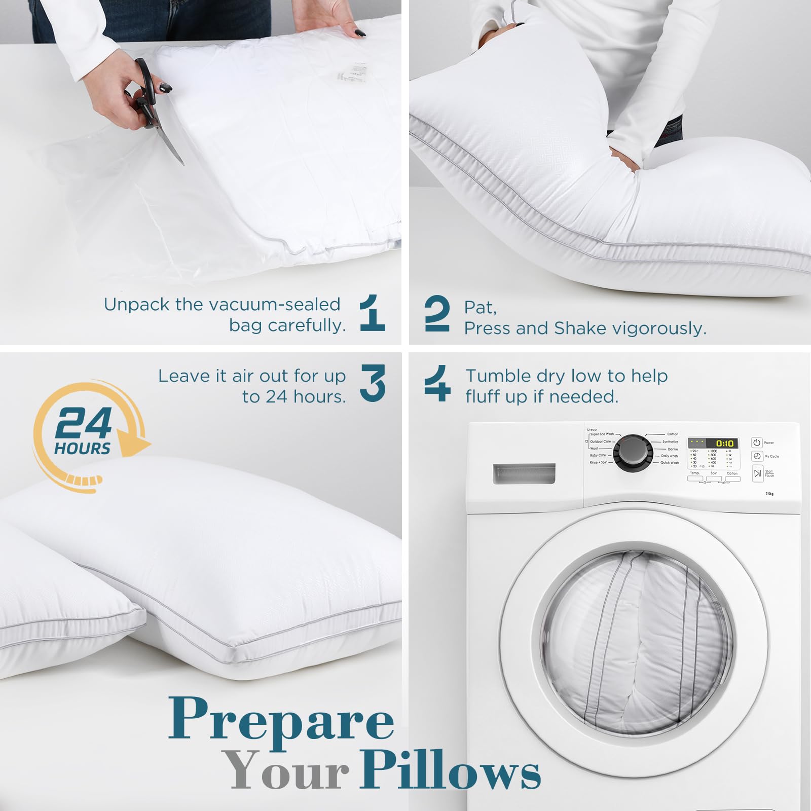 viewstar Pillows Queen Size Set of 2, Down Alternative Bed Pillows, Back Side Sleeper Pillow for Neck and Shoulder Support, Soft Fluffy Hotel Pillows with Gusset Design, Machine Washable, 20" x 30"