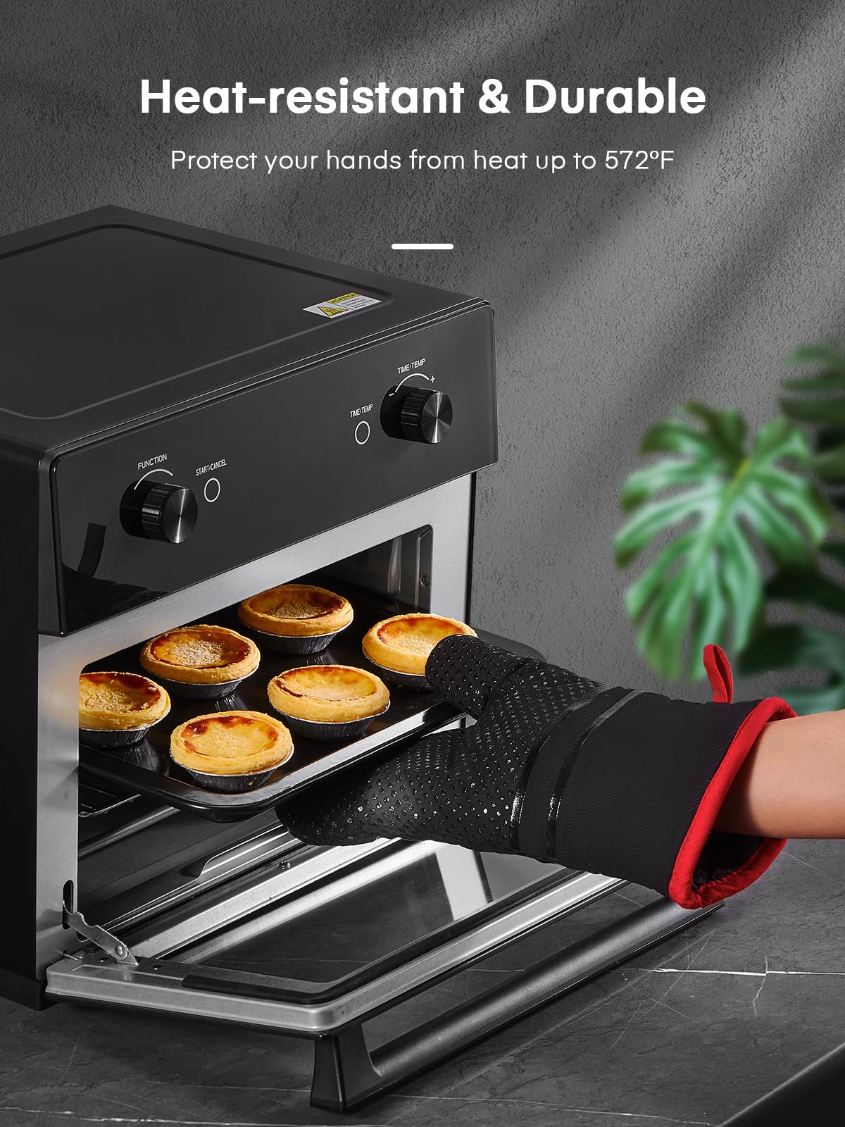 Air Fryer Lid for Instant Pot 6Qt/8Qt, 7 in 1 with LED Touchscreen and Oven Mitts, Heat Resistant Kitchen Oven Gloves 572°F, Non-Slip Silicone Surface