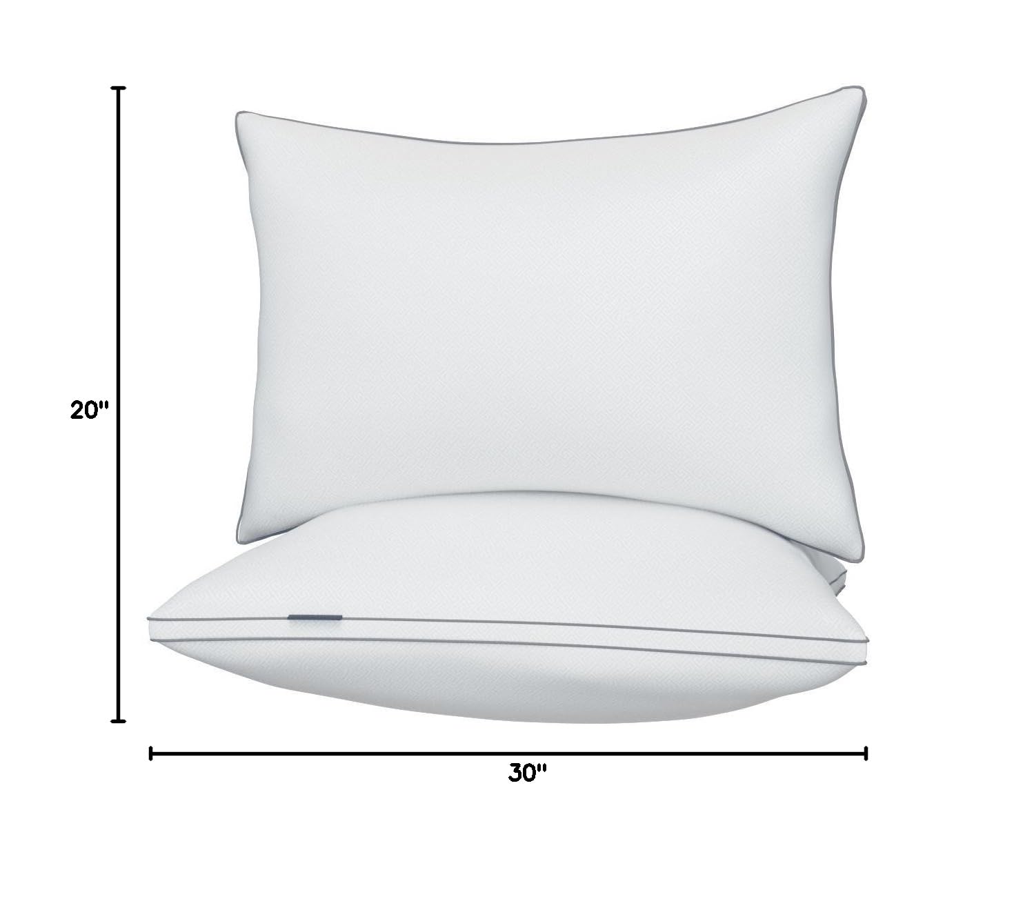 viewstar Pillows Queen Size Set of 2, Down Alternative Bed Pillows, Back Side Sleeper Pillow for Neck and Shoulder Support, Soft Fluffy Hotel Pillows with Gusset Design, Machine Washable, 20" x 30"