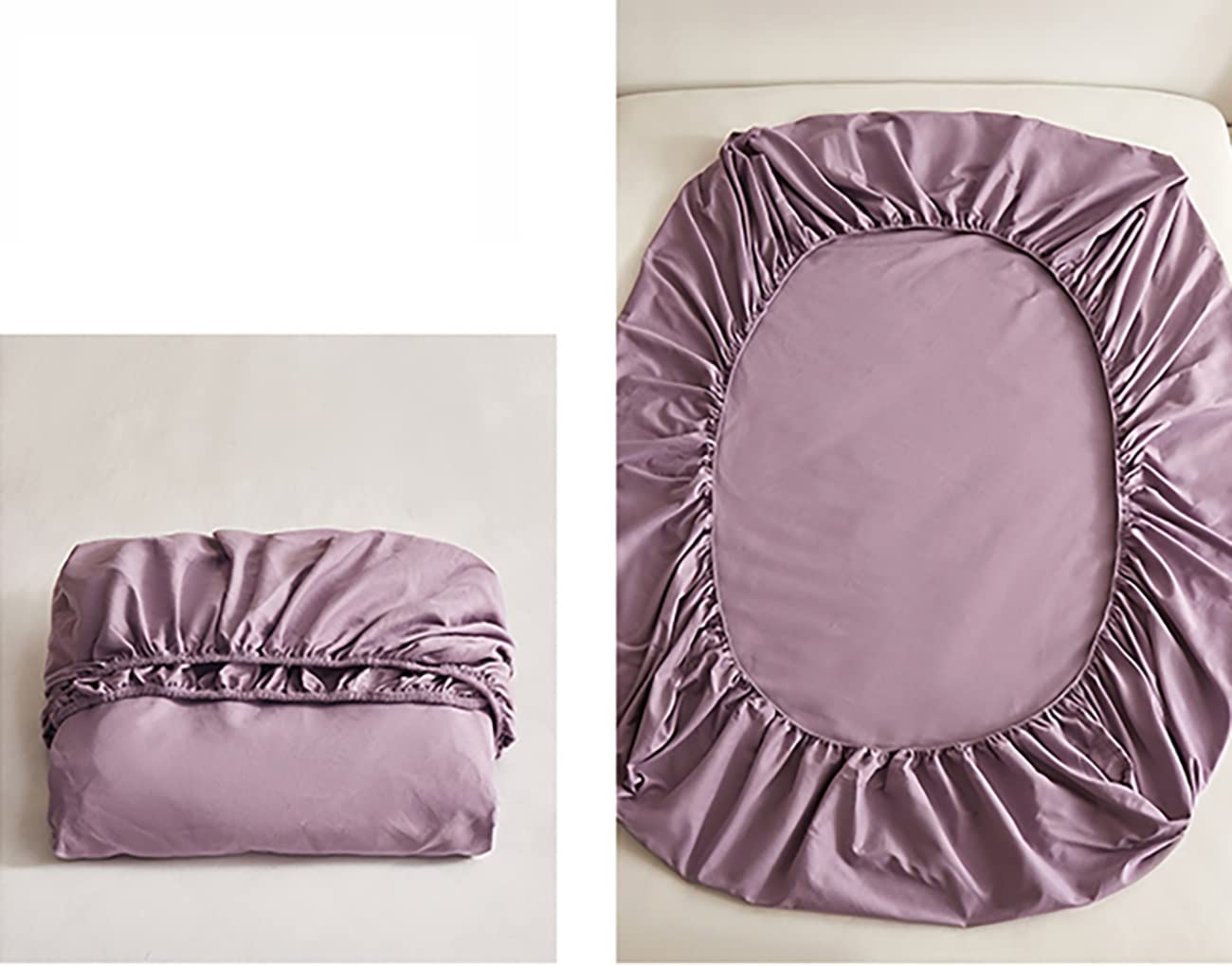 GXFWJD Queen Size 100% Cotton Soft Fitted Sheet with Deep Pocket Up to 11 Inch,Wrinkle, Fade, Stain Resistant - 1 Single King Fitted Sheet Only (Color : Purple, Size : 150x20cm+20-30cm)
