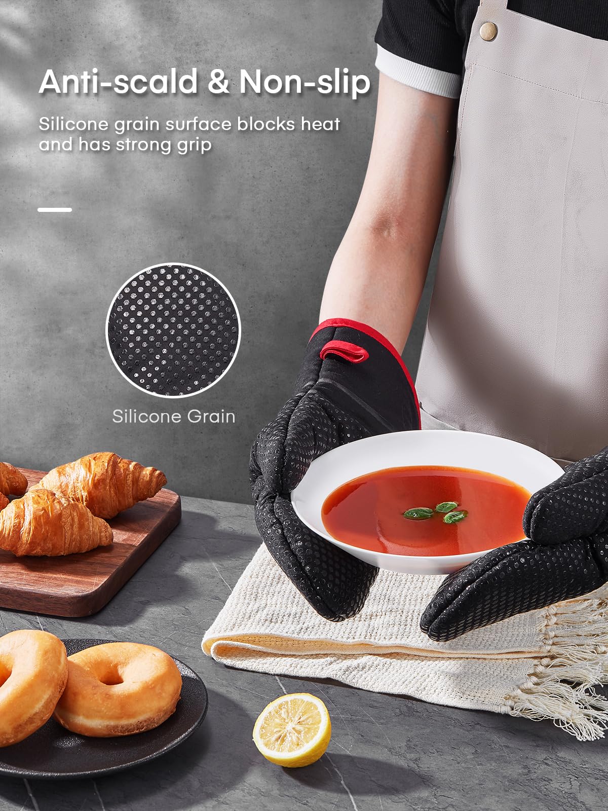 Air Fryer Lid for Instant Pot 6Qt/8Qt, 7 in 1 with LED Touchscreen and Oven Mitts, Heat Resistant Kitchen Oven Gloves 572°F, Non-Slip Silicone Surface